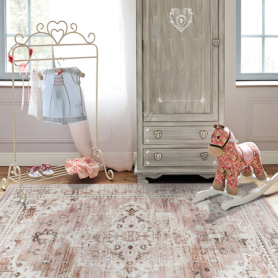 Machine Washable Rug - Distressed Pink – Pure Simplicity Australia